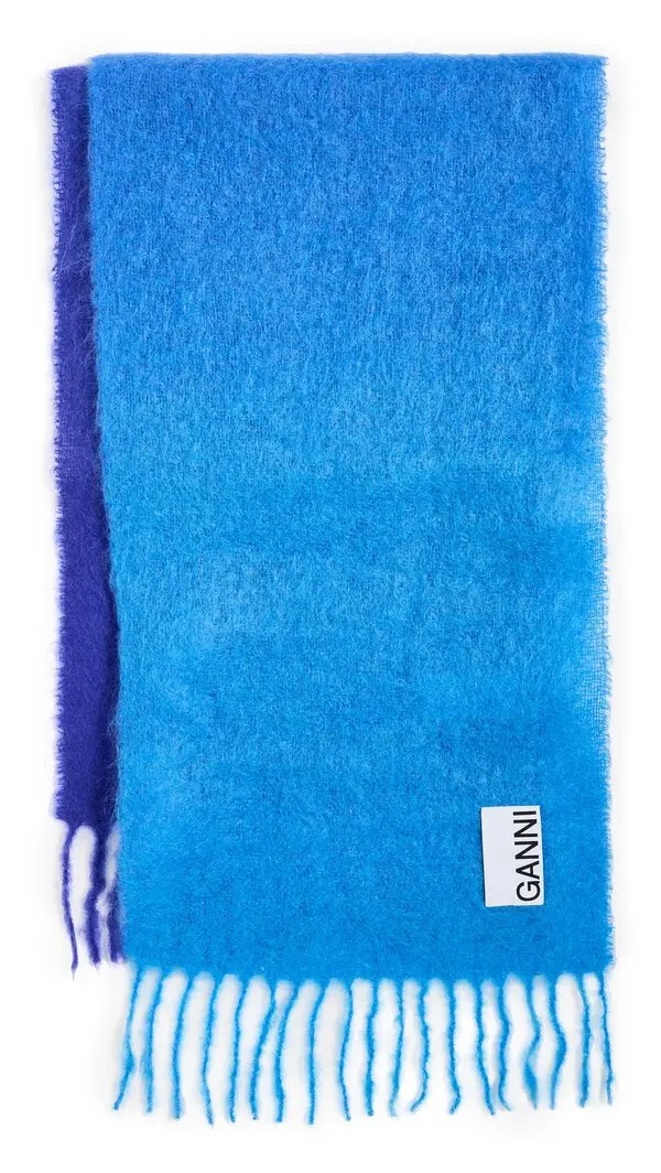 Ganni Mohair Gradient Scarf - Silver Lake Blue | Editorialist